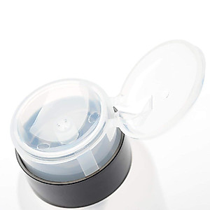 AKOAK Pack of 2 Push Down Empty Lockable Pump Dispenser Bottle for Nail Polish and Makeup Remover,200ml(6.8oz),Black and White Top Cap