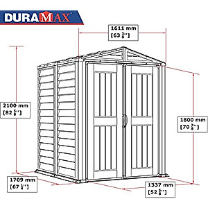Duramax 35525 Yarmate Plus Outdoor Vinyl Storage Shed, Adobe/Gray