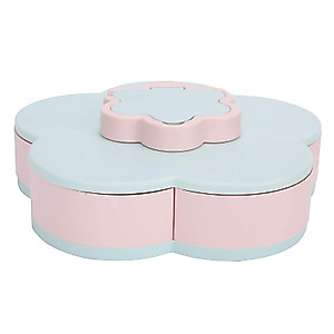 plplaaoo Flower Shaped Dried Fruit Plate,Rotating Snack Storage Box with 5 Compartments, Nut Serving Platter, Removable Snacks Candy Storage Tray for Dried Fruits, French Fries, Nuts