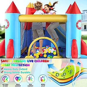 AKEYDIY Bounce House Rocket Blast Bouncy Castle - 13X12ft Inflatable Water Slide Bounce House for Kids 3-12 & Slide Park,Pool,Climbing Wall,Bouncer Area,Gift Bounce House for Kids Indoor/Backyard