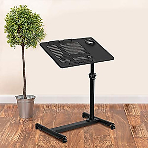Flash Furniture Macon Black Adjustable Height Steel Mobile Computer Desk