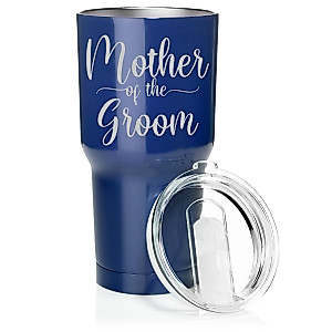 Smooth Body Tumbler Stainless Steel Vacuum Insulated Travel Mug Cup Gift Mother Of The Groom (Blue, 30 oz)