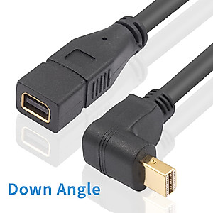 Duttek 4K Down Angled Mini DisplayPort Cable 1FT, Mini DisplayPort Extender Cable, (Mini DP Male to Mini DP Female Adapter) for Mini Displayport 1.4 Cable for Computer Laptop