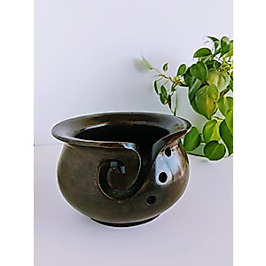 mindfulknits Premium Mango Wood Yarn Bowl with Holes - Knitting and Crochet Supplies for Relaxation & Stress Relief