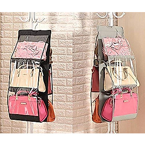 Emoly Hanging Handbag Organizer Dust Proof Storage Holder Bag Wardrobe Closet for Purse Clutch with 6 Larger Pockets for Organizing and Storing Women Handbags（Black）