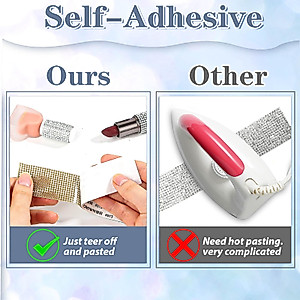 Cludoo 3 Rolls Rhinestone Ribbons, Silver Self Adhesive Rhinestone Strips, Diamond Rhinestone Roll Rhinestone Tape Bling Wrap, Bling Stickers Rhinestones for Crafts Decoration Car DIY Wedding Party