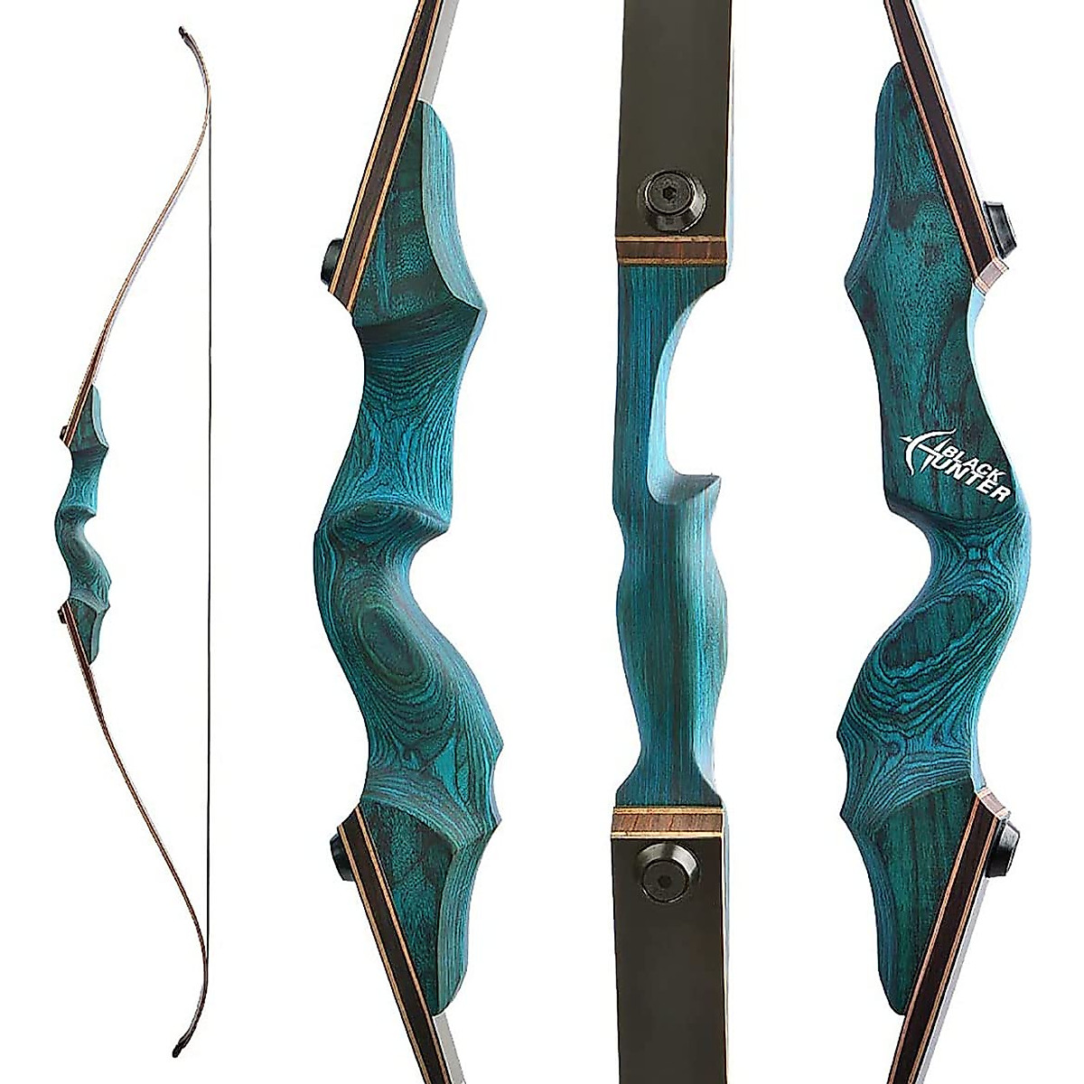 Vogbel 60" Archery Bow and Arrows Set for Adults Black Hunter Takedown Recurve Bow Survival Bow Hunting Longbow Bamboo Core Limbs for Right Handed Shooters Target Shooting Practice(60LB)