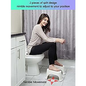 EVRON Toilet Stool 7" Bathroom Squatting Toilet Step Stool for Potty Assistance,Original Compact Flexible Distance Adjustment Poop Stool Stackable Design for Space Saving Storage&Go Travel