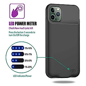 Battery Case for iPhone 11 Pro, Upgraded 7000mAh Slim Portable Rechargeable Battery Pack Charging Case Compatible with iPhone 11 Pro (5.8 inch) Extended Battery Charger Case (Black)