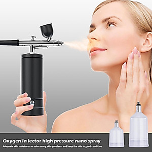 Airbrush-Kit Rechargeable Cordless Airbrush Compressor - Auto Handheld Airbrush Gun, Airbrush Set Portable Wireless Air Brush for Nail Art, Barber, Cake Decor, Makeup, Model Painting (Dark Night)