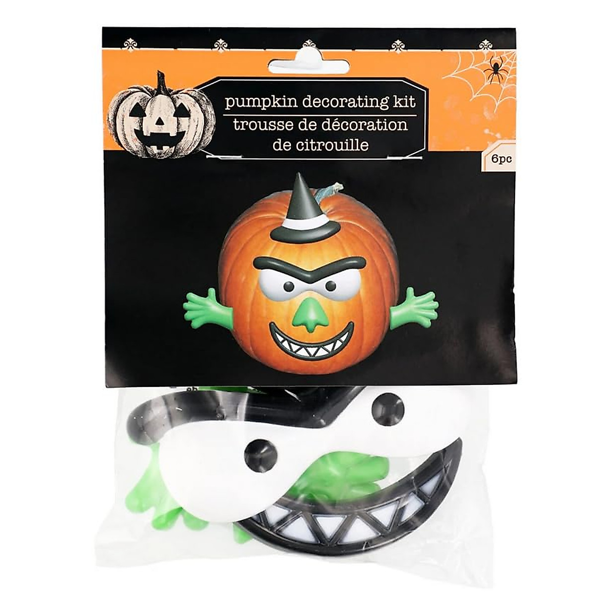 Halloween Plastic Push in Pumpkin Decorating Kits No Carving Kits 2 Sets 8 Packs Halloween Pumpkin Faces Push in
