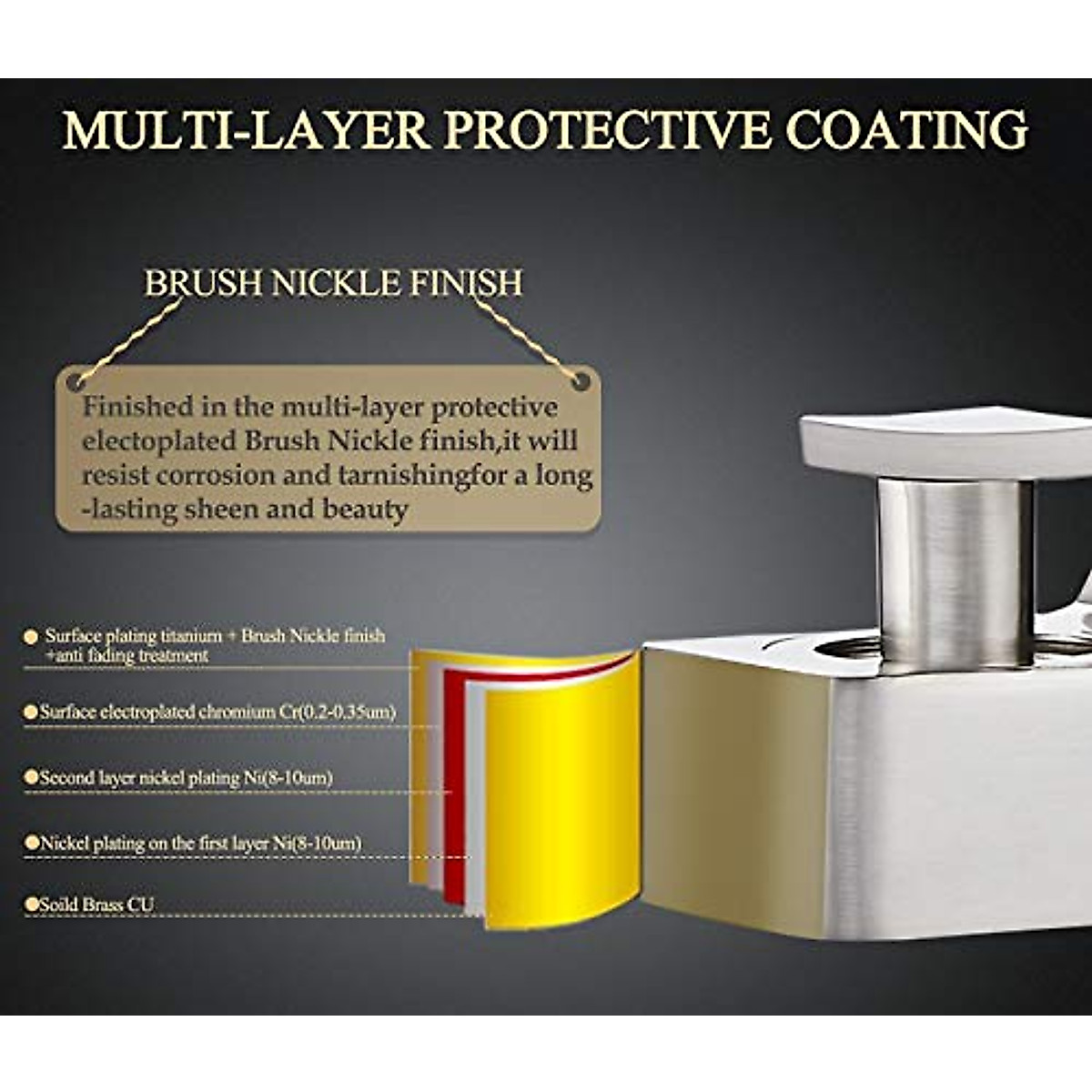 becola Bathroom Sink Waterfall Faucet,Solid Brass Single Handle Hot and Cold Water Mixer Tap, Lavatory Vanity Sink Faucet Including Two US Standard 3/8" Hoses(Brushed Nickel)