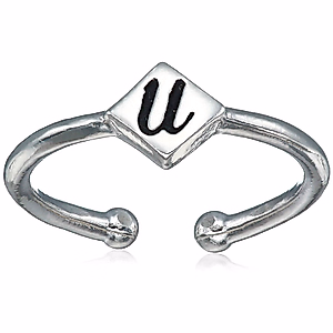 Alex and Ani Women's Initial U Adjustable Ring, Sterling Silver