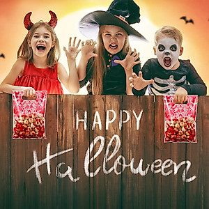 Pajean 100 Pcs Halloween Goody Bags,Scary Halloween Candy Bags Bloody Cellophane Bag Halloween Treat Bags Handprint Gift Bags for Horror Zombie Splatter Trick or Treat Party Favors,9.8x6.7 Inch