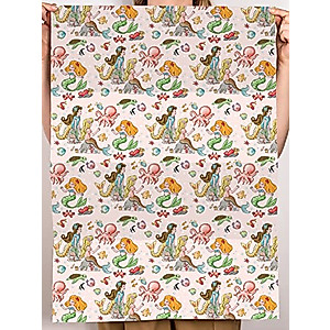 CENTRAL 23 Girls Wrapping Paper For Birthday Baby Shower - 6 Gift Wrap Sheets - Underwater - Mermaid Wrapping Paper - Comes With Fun Stickers