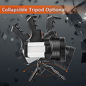 Samyoung Spotlight 120000 Lumen Super Bright, 10000 mAh 30 Hours LED Rechargeable Flashlights, IP65 Waterproof Rechargeable Spotlight Come with Collapsible Tripod & Strip for Hunting Boat Camping