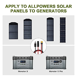 ALLPOWERS MC-4 Female and Male Connector to XT60 Adapter Cable, Compatible with All MC-4 Output Solar Panels and ECO River/Delta Solar Generators (XT60 Input)