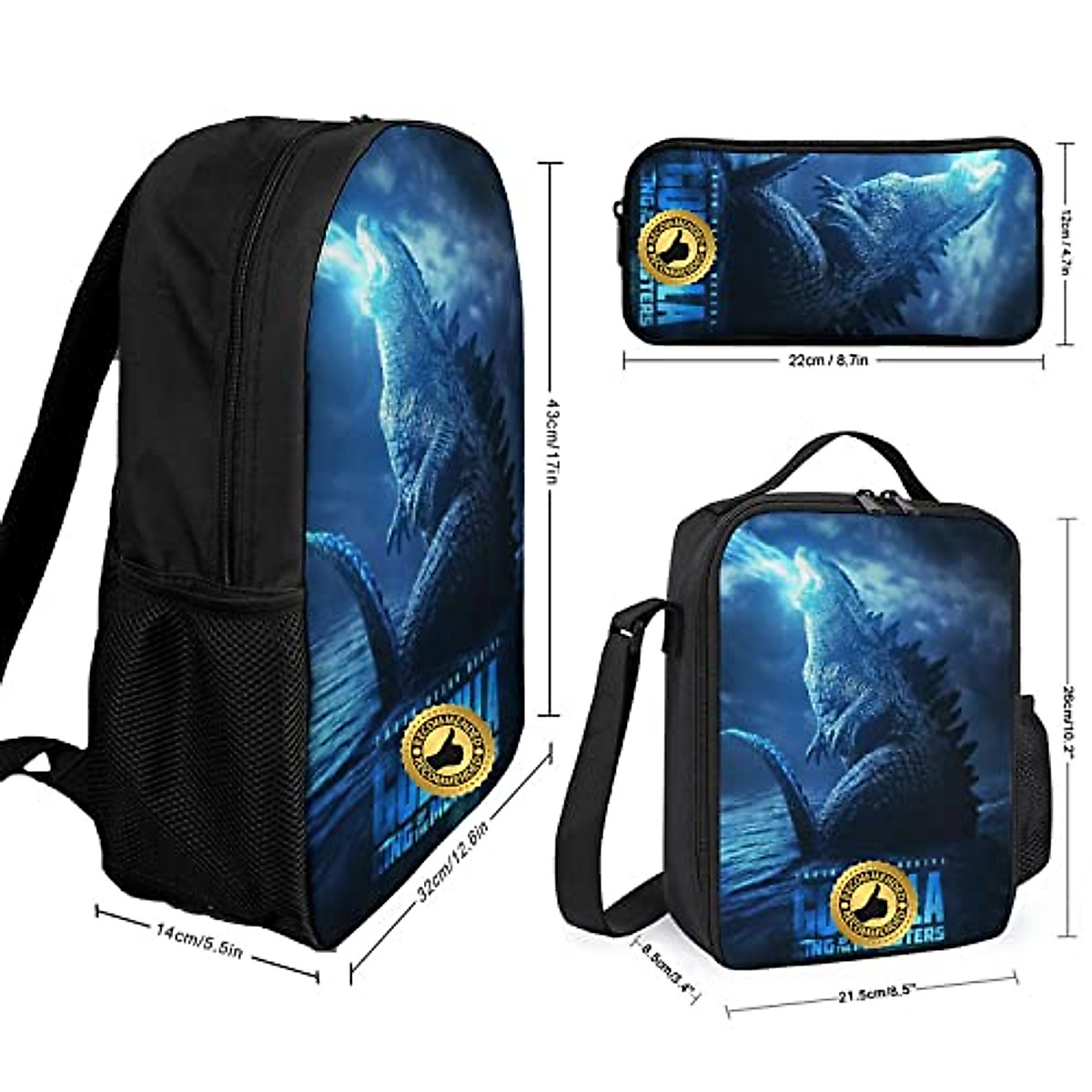 Pecxarnt Backpack Lunch Bag Set with Pencil Case Lightweight Laptop Backpacks Bookbag Cartoon Shoulder Bag Casual Daypack