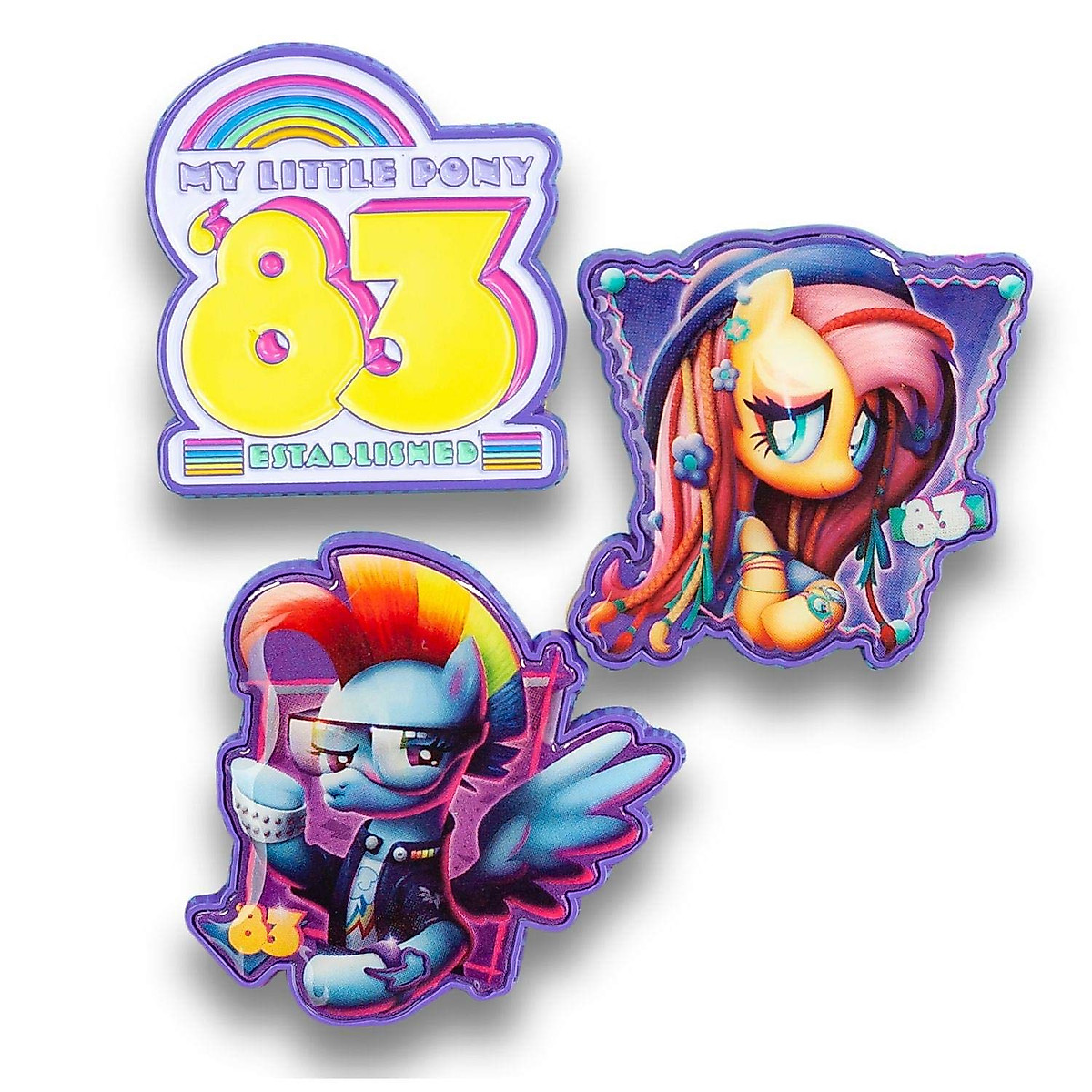 My Little Pony Enamel Pin Set | Exclusive | Collectible Fandom Pins | Featuring Glam Rock Dash And Hoofgazer Fluttershy |A Unique Gift For Collectors, TV And Pop Culture Fans