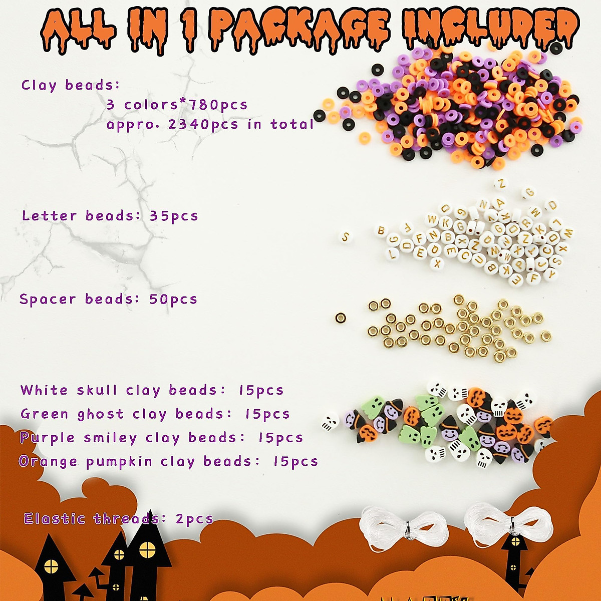 Megoogo Thansgiving Day Clay Beads Bracelet Making Kit, 2340 pcs Polymer Heishi Flat Round Fall Clay Beads with 145 pcs Charms for Friendship Bracelets Making DIY Crafts