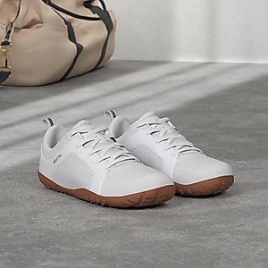 WHITIN Men's Extra Wide Width Barefoot Minimalist Shoes Zero Drop Trail Running Hiking Sneaker Cross Training Walking Gym Workout Lifting White Gum 44