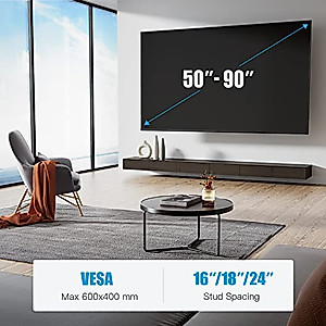 Pipishell Advanced Tilt TV Wall Mount Extentable for Most 50-90 inch TVs up to 132 lbs, Heavy Duty Tilting Wall Mount TV Bracket Max VESA 600x400mm, Fits 16, 18, 24 Inch Wood Stud, PIAT2