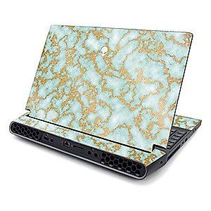 MightySkins Glossy Glitter Skin Compatible With Alienware Area-51M 17" (2019) - Golden Jade | Protective, Durable High-Gloss Glitter Finish | Easy to Apply, Remove, and Change Styles | Made in The USA