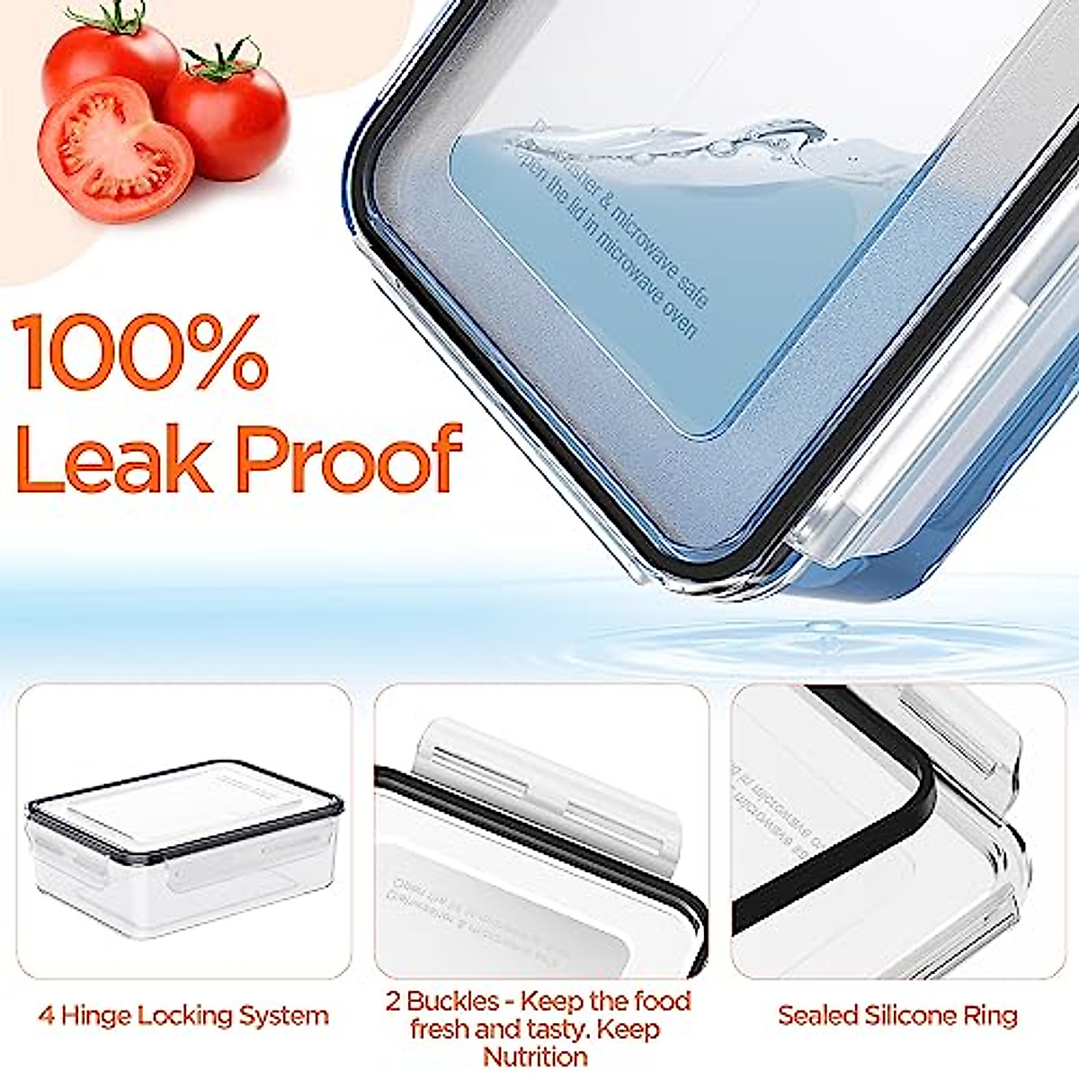 JSCARES Airtight Food Storage Containers - 28 Pcs (14 Lids & 14 Containers) BPA-Free Microwave Dishwasher/Freezer Safe Plastic Food Containers Set for Kitchen Organization for Meal Prep & leftover