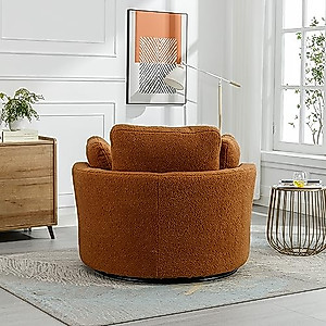 360° Swivel Accent Barrel Chair with 3 Pillows Furniture Set,Upholstered Oversized Leisure Round Loveseat Recliner Cozy Club Sofa Chaise Lounge Circle Armchair for Living Room/Hotel/Nursery/Office