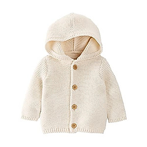little planet by carter's unisex-baby Organic Cotton Signature Stitch Cardigan, Cream, 6 Months