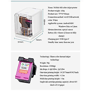 mini handheld color printer (m-brush) wireless bluetooth portable printer the world's smallest mobile color printer with standard ink cartridge