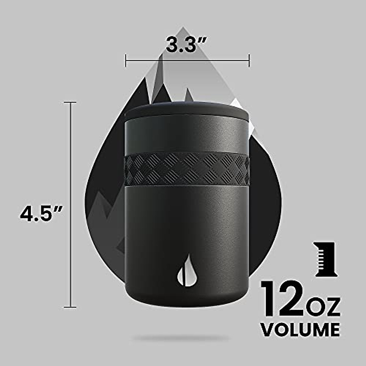 Elemental Stainless Steel Can Cooler, Triple Wall Insulated Beverage Insulator - Drink Sleeve for 12oz Regular Cans - Black