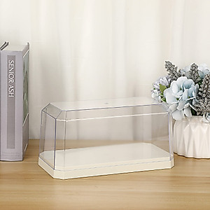JUXYES Clear Display Box for Collectibles, Rectangular Display Box Stand Countertop Stackable Display Case With Base, Transparent Storage Containers Mini Display Box for Action Figures Toys