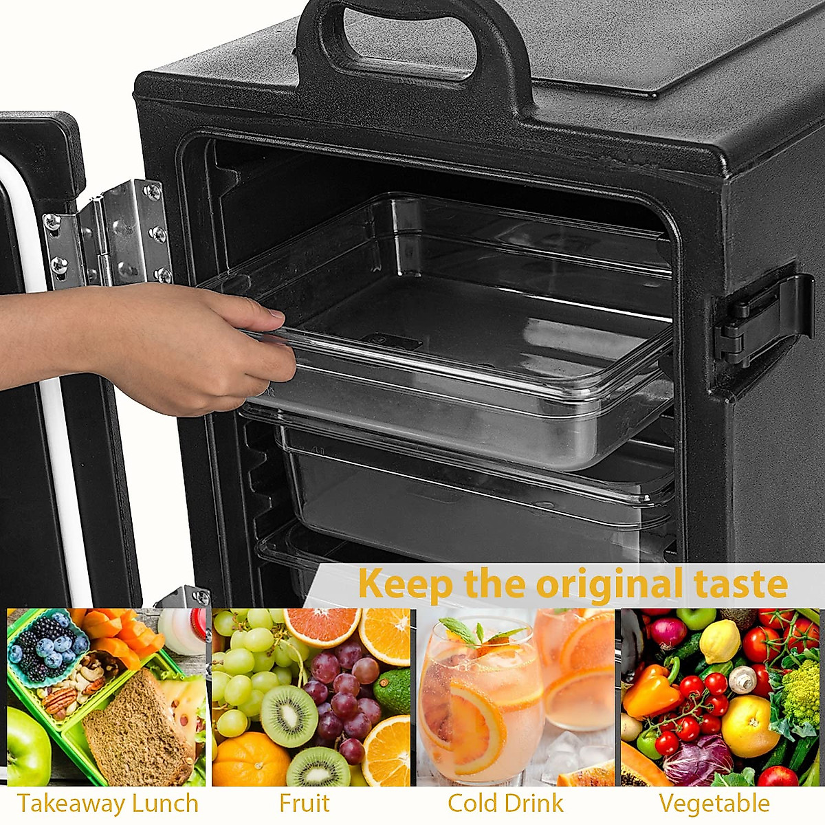 ARLIME 2PCS Insulated Food Pan Carrier, End-Loading Insulated for 5 Full-Size Pans, Food-Grade LLDPE Material, 81 Quart Portable Food Warmer, Ideal for Canteen and Restaurant Use, Black