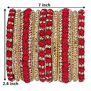 Aheli Ethnic Colorful Metal Bangles Chudha Set Stone Studded Bangle Set Indian Wedding Wear Fashion Jewelry for Women & Girls