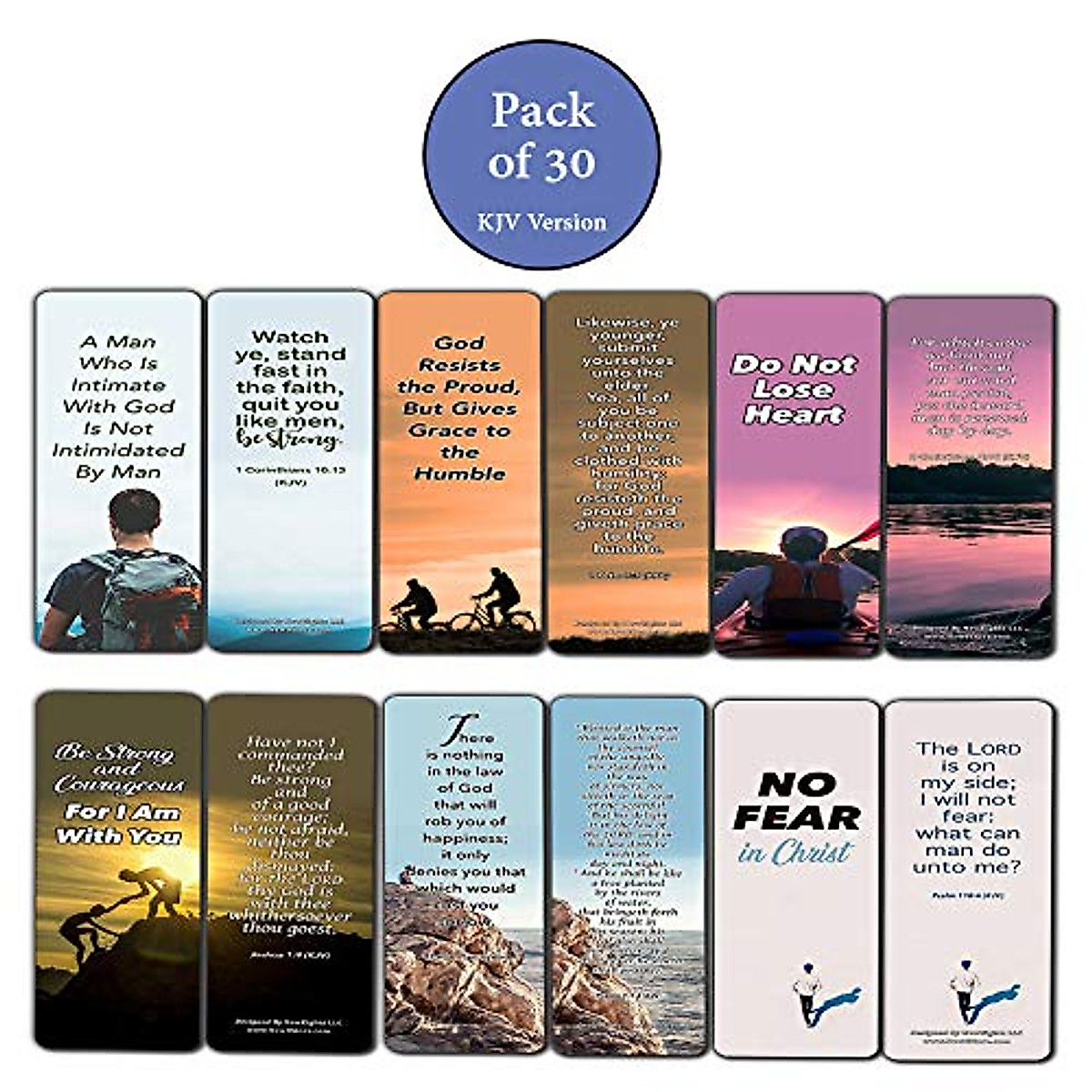 Popular Bible Verses for Men Bookmarks KJV (30-Pack) - Christian Gifts for Men Church Supplies Encouragement