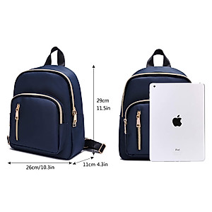 YANAIER Women Mini Backpack Purse Water resistant Nylon Fashion College Bag Casual Daypack Navy