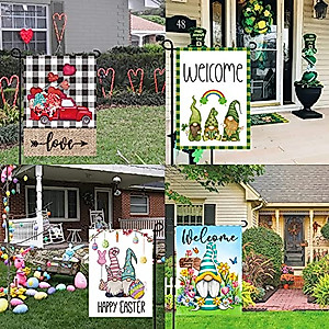 Set of 10 Gnome Seasonal Garden Flags,Double Sided 12 x 18 Inch Yard Flags,small garden flags for outside, Christmas Spring Seasonal Flags for Outdoor,Holiday Garden Flags for All Seasons