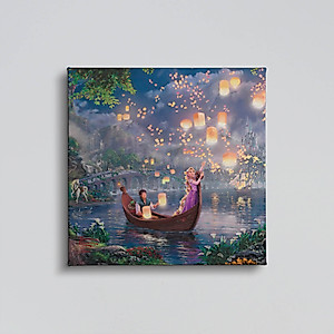 Thomas Kinkade Studios Disney Tangled Gallery Wrapped Canvas - Canvas Art | Frameless | Disney Princess Canvas Wall Art, Certificate of Authenticity Included, 8" x 10"