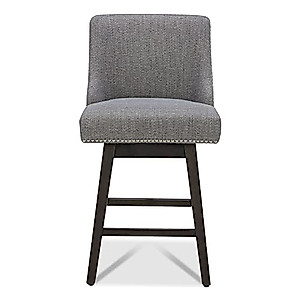 CHITA Counter Height Swivel Barstool,26" H Seat Height Upholstered Bar Stool,Fabric in Fog