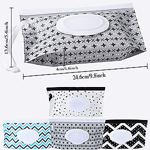 FEBSNOW 4 Pack Baby Wipe Dispenser,Portable Refillable Wipe Holder,Baby Wipes Container,Wipe Dispenser, Reusable Travel Wet Wipe Pouch(Geometric)