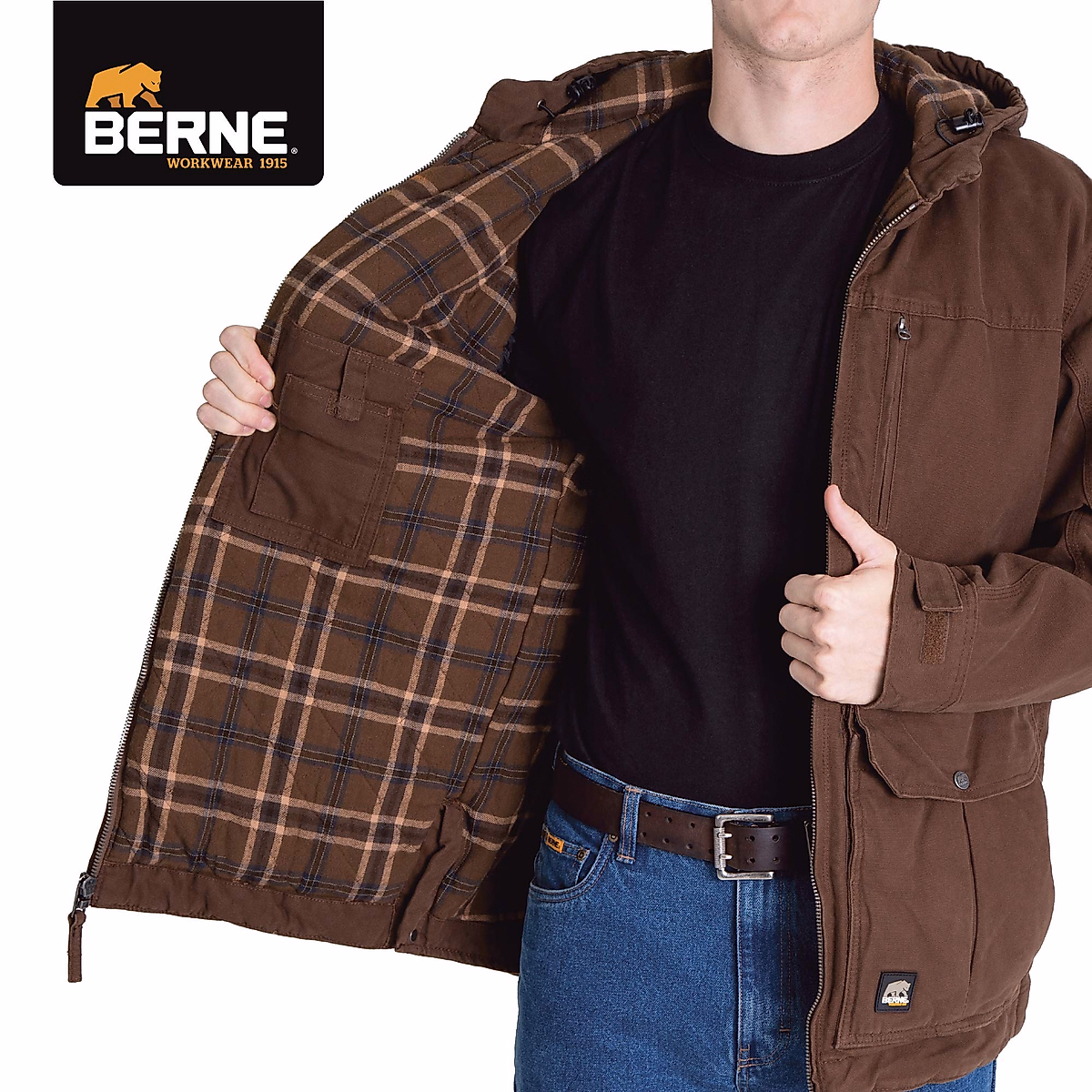 Berne Men's Echo One One Concealed Carry Jacket, Medium Regular, Bark
