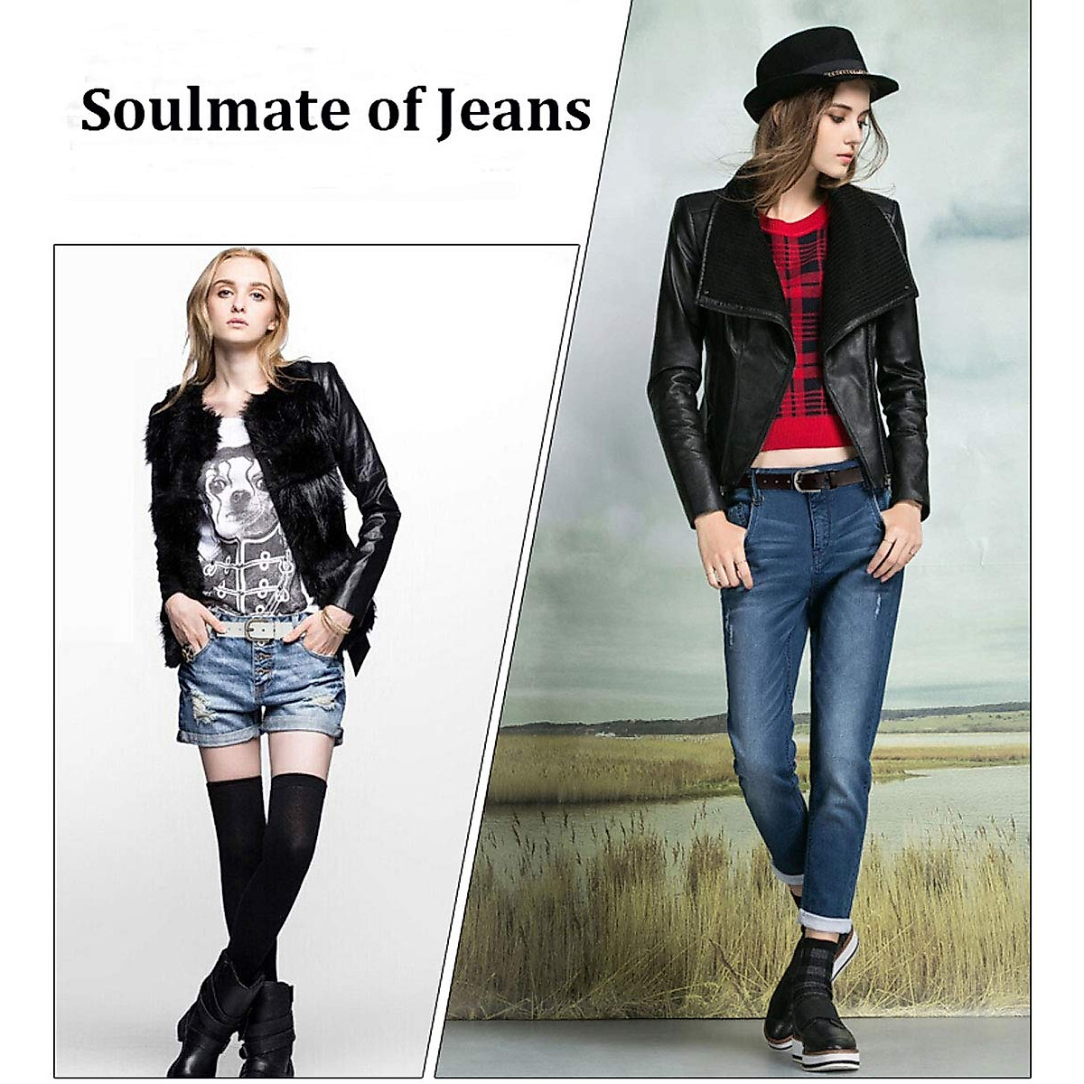 VONSELY Genuine Leather Belts for Dresses, Women Leather Fashion Belts for Pants (Suit Waistline 37"-41", Wide Black)