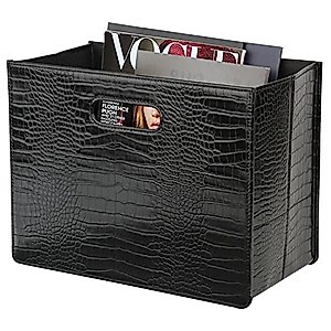 HofferRuffer Magazine Basket Holder, Foldable Magazine Rack, Document File Holder Organizer, File Folder, Newspaper Storage Bin Organizer for Home or Office, Home or Office (Black)