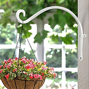Bird Feeder Hanger: 12-Inch Wall-Mounted Plant Bracket Outdoor - 4 Pieces White Plant Hooks for Hanging Flower Baskets