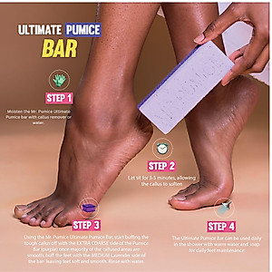 Mr. Pumice Ultimate PUMI Bar 2-in-1 Dual Grit (Medium + Coarse) Callus Remover, Pedicure Stone & Ped File Scrubber for Smooth Feet and Heels (4 Pack)