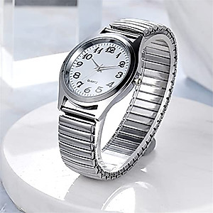 JewelryWe Mens Ultra Thin Easy Reader Watch with Elastic Strap, Golden/Silver Watch