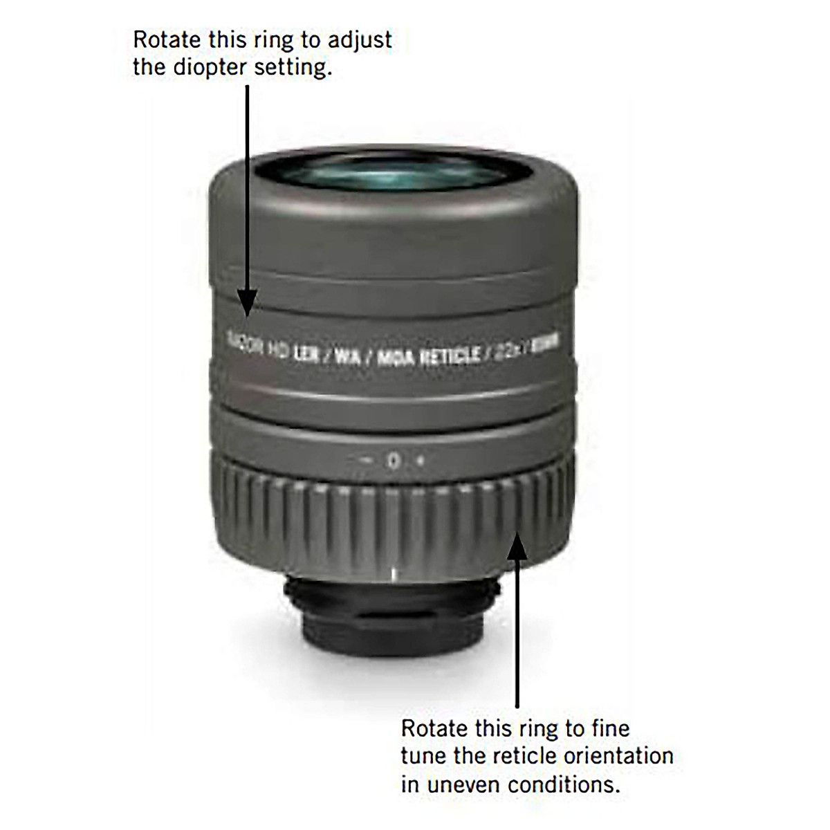 Vortex Optics Razor HD Ranging Reticle Eyepiece 22x - MOA, Black