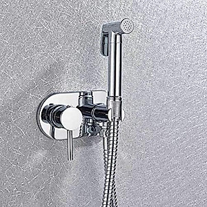 Handheld Bidet Toilet Sprayer Head Brass Chrome Portable Bidet Shower Set Wall Mounted Hot Cold Water Bidet Mixer Faucet