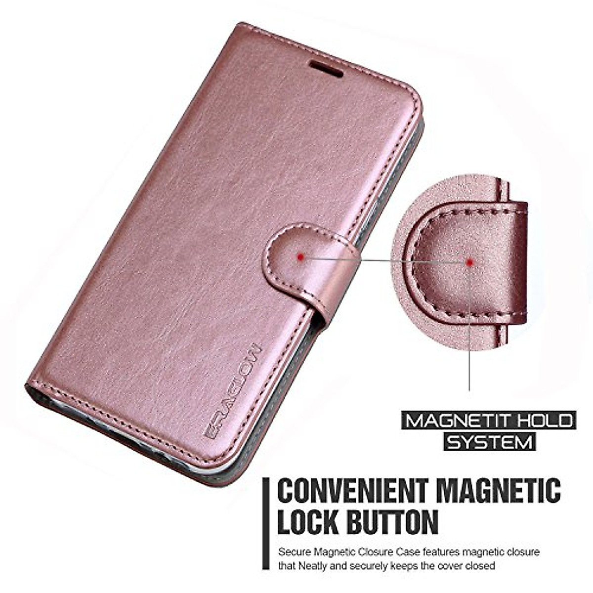 ERAGLOW Galaxy S9 Wallet Case, Galaxy S9 Case, Premium PU Leather Wallet Flip Protective Case Cover with Card Slots and Kickstand for Samsung Galaxy S9 (Rose Gold)